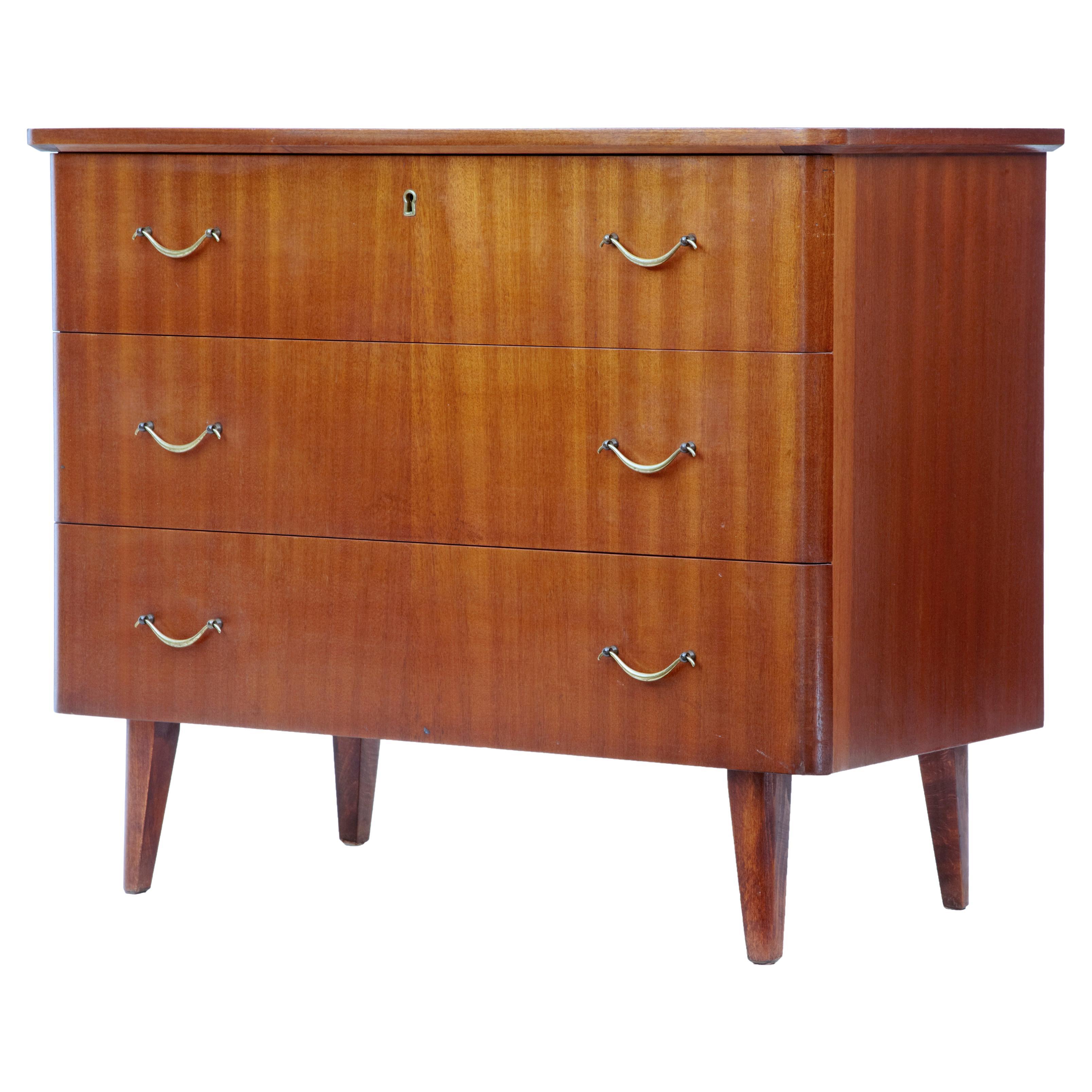 Mid 20th century Danish teak chest of drawers For Sale at 1stDibs