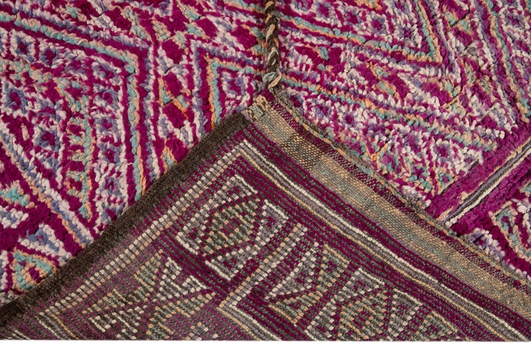Mid-20th Century Dark Purple Moroccan Tribal Wool Rug For Sale at 1stDibs