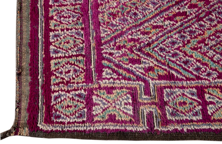 Mid-20th Century Dark Purple Moroccan Tribal Wool Rug For Sale at 1stDibs