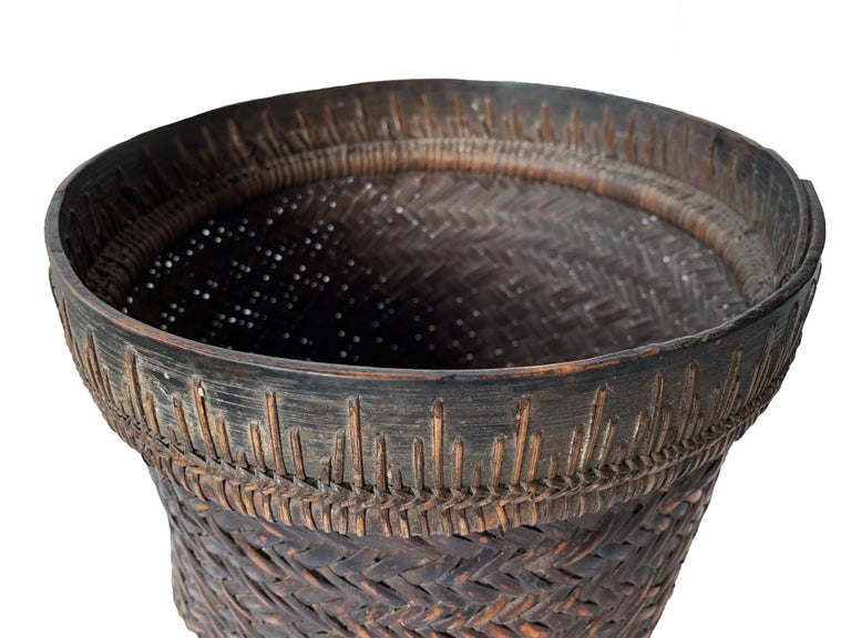 Rattan Basket Dayak Tribe Hand-Woven from Kalimantan, Borneo, Mid 20th ...