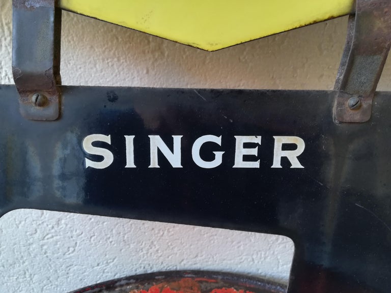 Mid-20th Century Double Side Enamel Italian Textile Machine Singer Sign ...