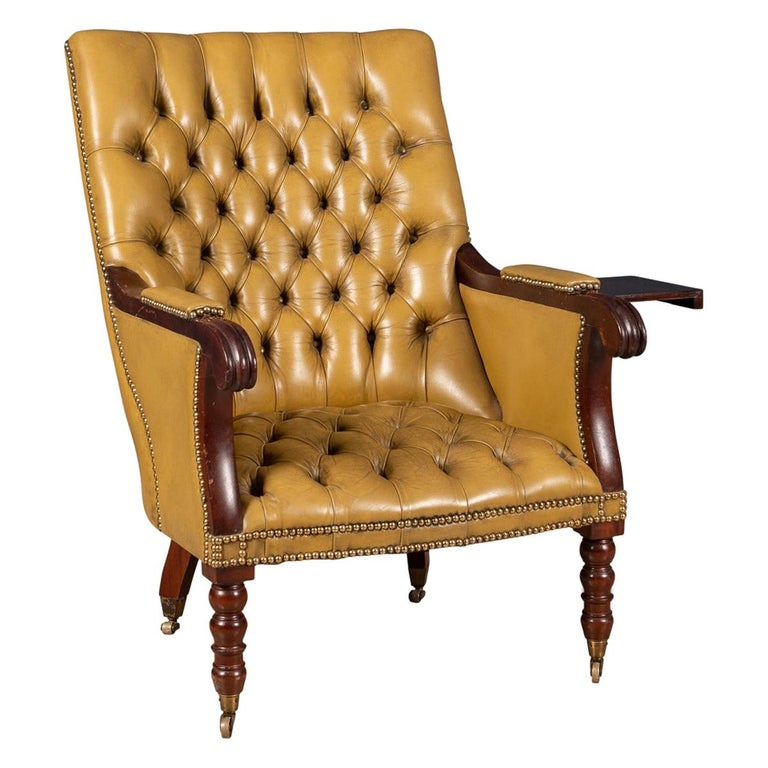 Mid 20th Century English Leather Reading Chair with a Metamorphic ...