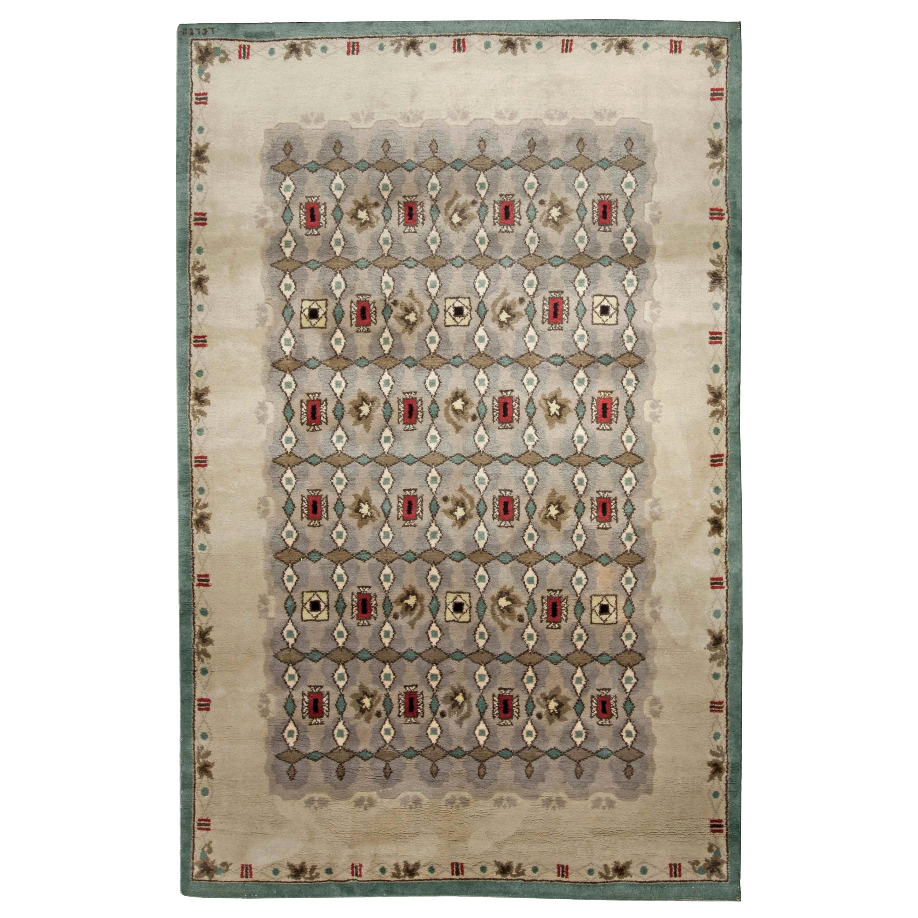 French Mid-Century Modern Rug Signed Leleu For Sale at 1stDibs