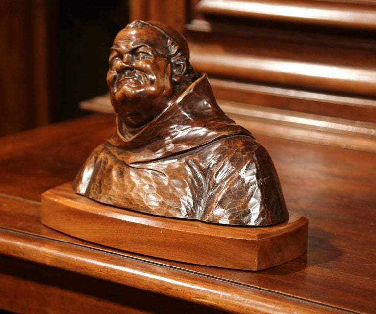Mid-20th Century French Hand Carved Walnut Monk Bust in Cassock For ...
