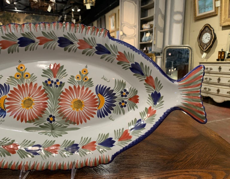 Mid-20th Century French Hand Painted Faience Fish Platter from HB ...