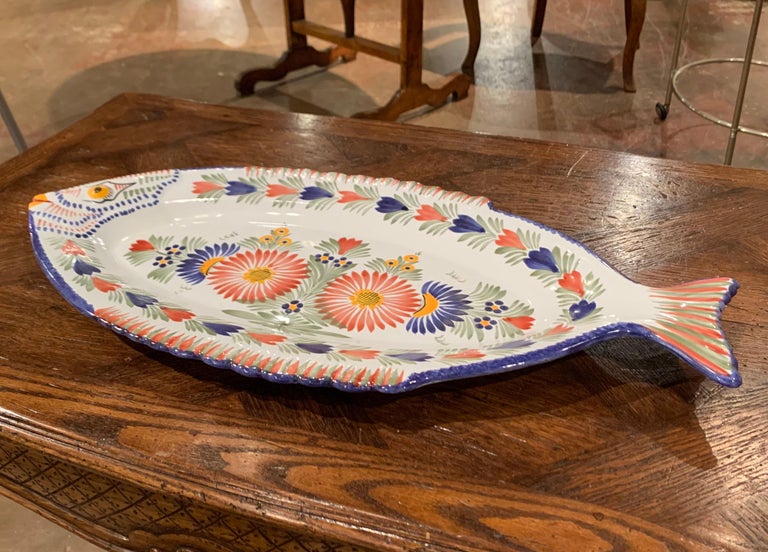 Mid-20th Century French Hand Painted Faience Fish Platter from HB ...