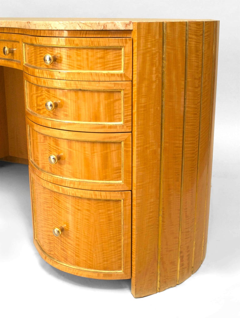 French Louis XVI Style Sycamore Kidney Dressing Table For Sale at 1stDibs