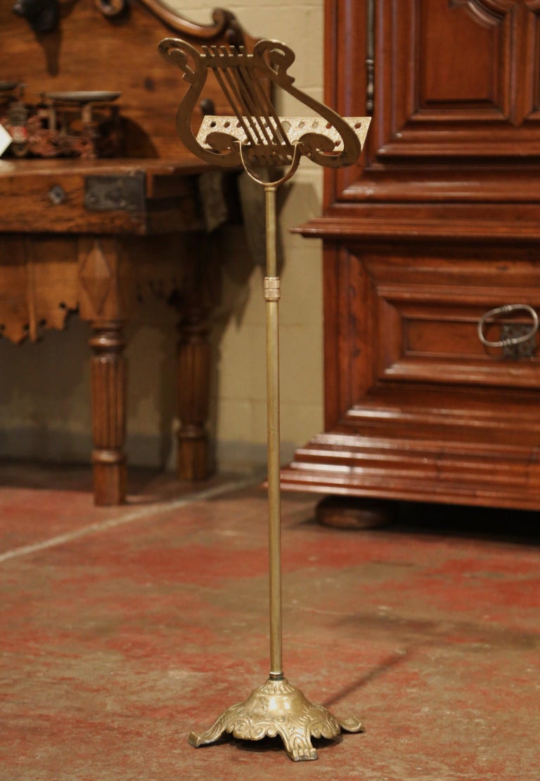 Mid-20th Century French Patinated Brass Music Stand with Lyre Motif at ...