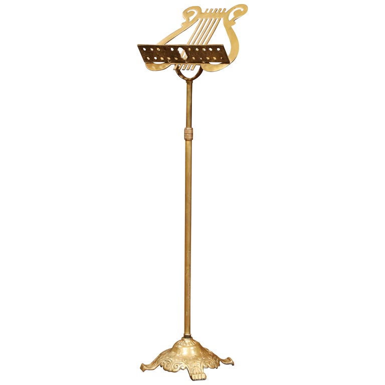 Mid-20th Century French Patinated Brass Music Stand with Lyre Motif at ...
