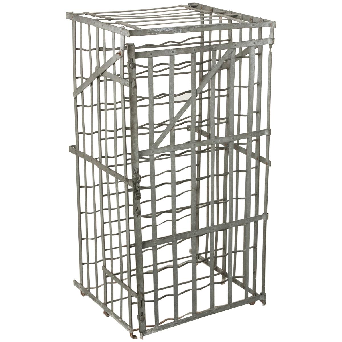 Mid-20th Century French Riveted Iron Wine Cage for 100 Bottles at 1stDibs