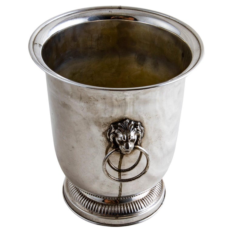 Mid-20th Century French Silver Plate Champagne Bucket with Lion Head ...
