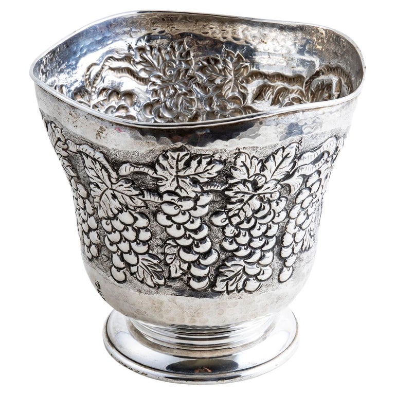 Mid-20th Century French Silver Plate Repousse Champagne Bucket with ...