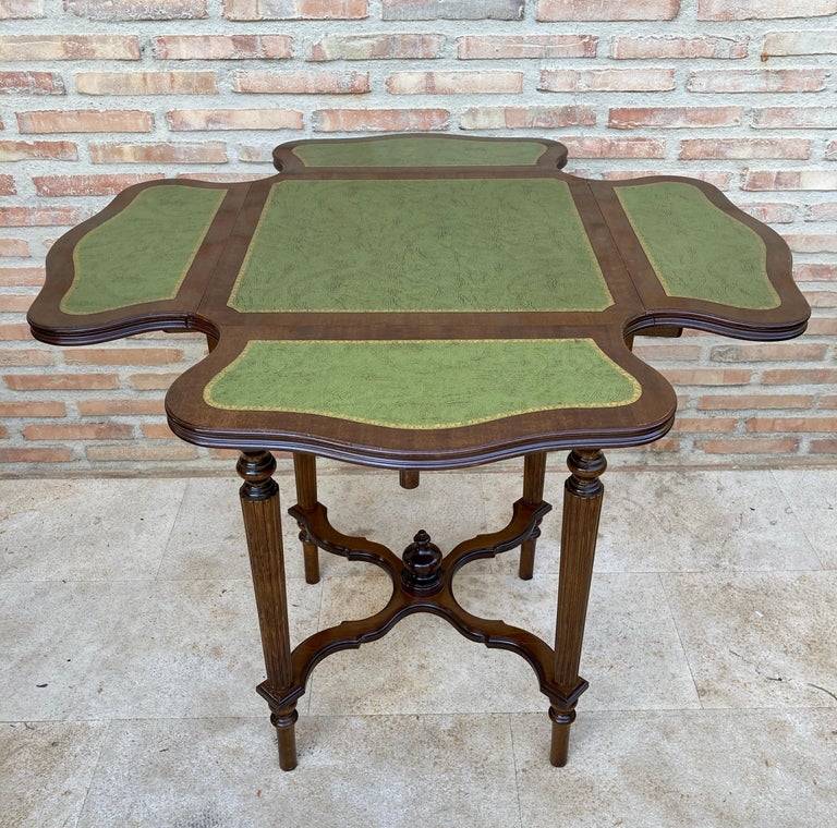 Mid 20th Century Game Table in Walnut with Green Leather For Sale at ...