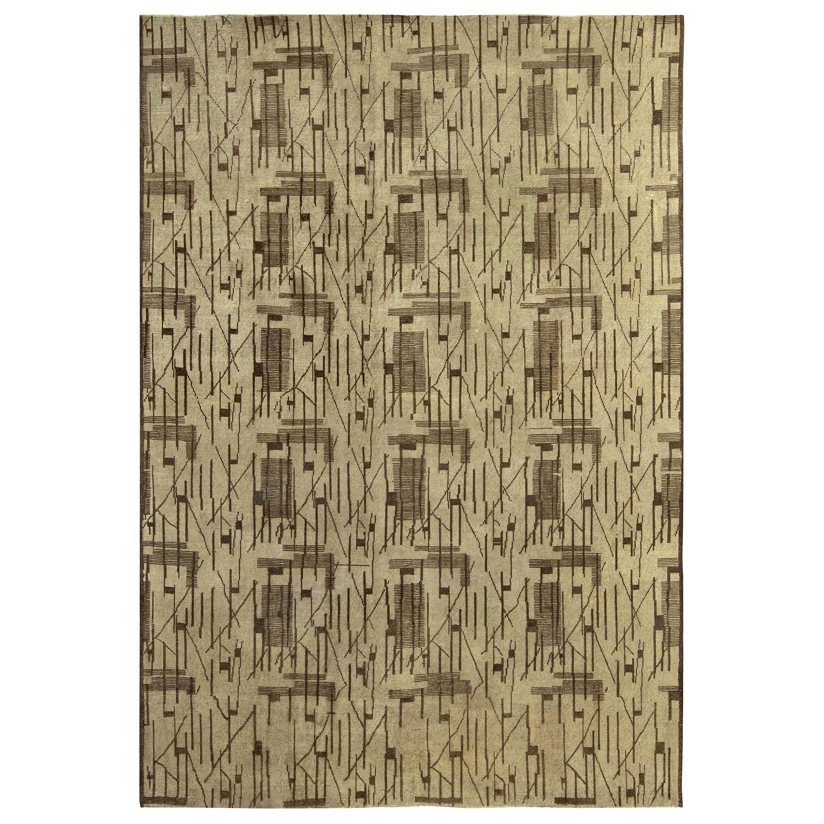 Vintage Brown Wool&Silk European “FENDI” Rug, Mid 20 Century at 1stDibs