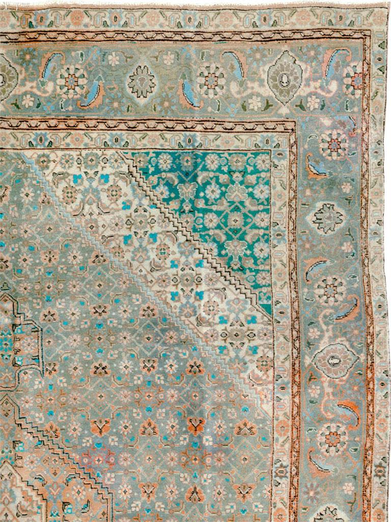 Mid-20th Century Geometric Persian Rug in Green and Turquoise For Sale ...