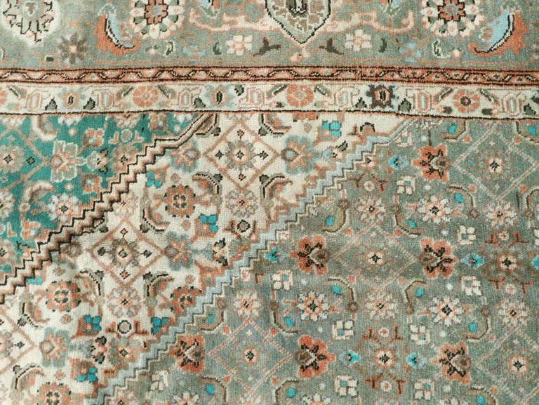 Mid-20th Century Geometric Persian Rug in Green and Turquoise For Sale ...