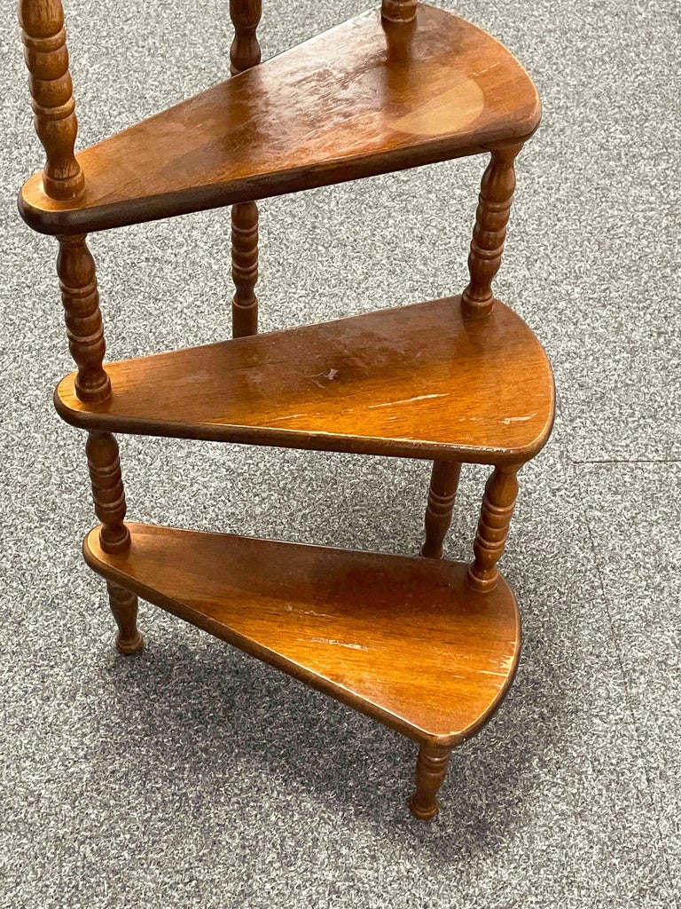 Mid-20th Century German Carved Wood Spiral Step Library Ladder at ...