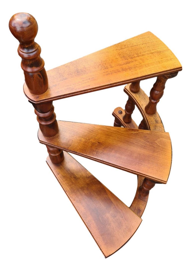 Mid-20th Century German Carved Wood Spiral Step Library Ladder at 1stDibs