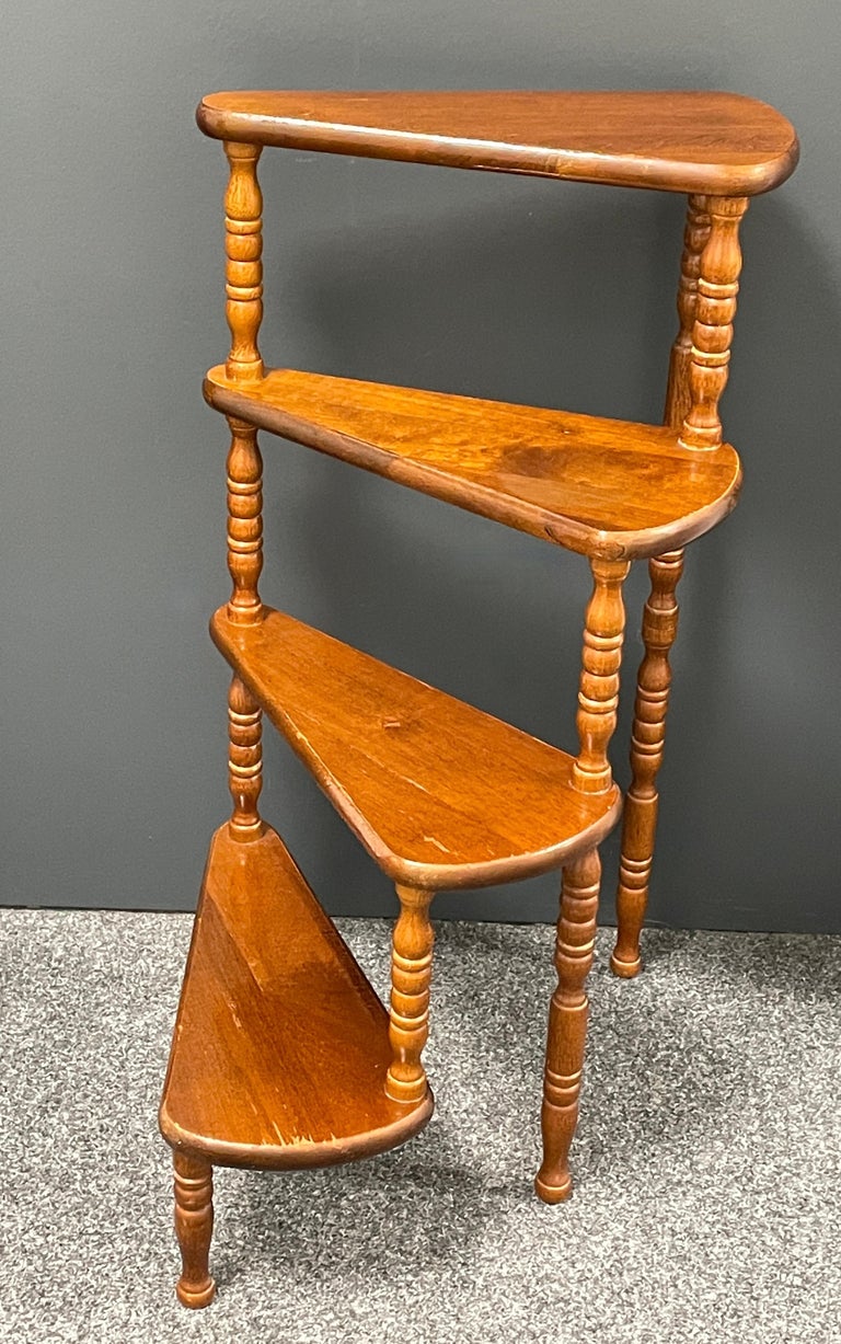 Mid-20th Century German Carved Wood Spiral Step Library Ladder at ...