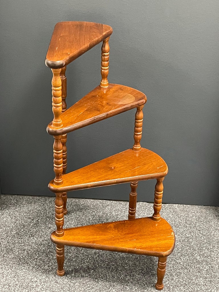 Mid-20th Century German Carved Wood Spiral Step Library Ladder at ...