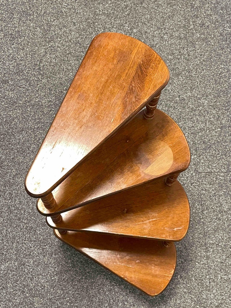 Mid-20th Century German Carved Wood Spiral Step Library Ladder at ...