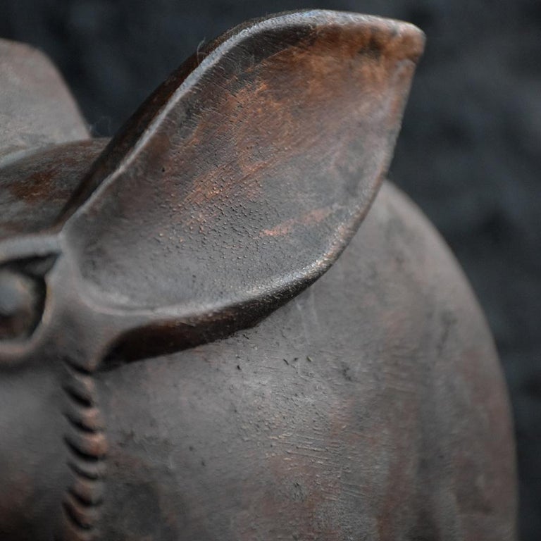 Mid-20th Century German Carved Wooden Life-Size Rabbit Figure at 1stDibs