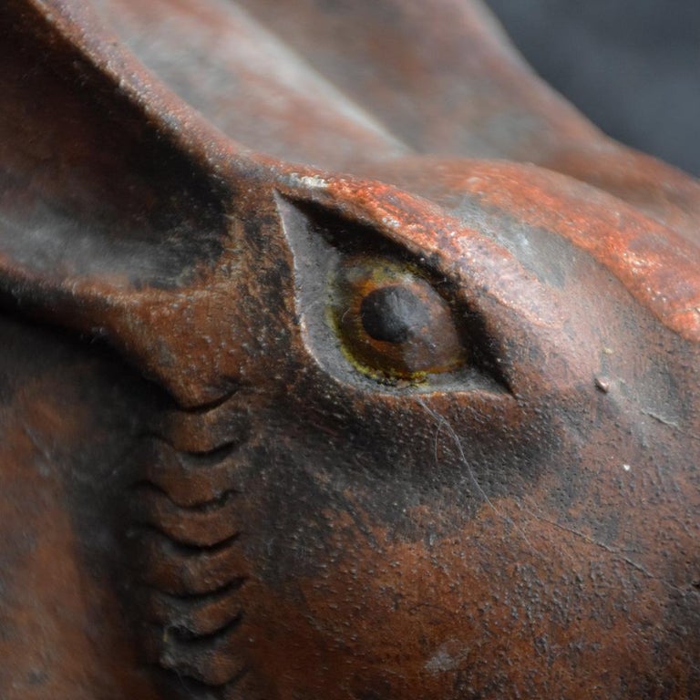 Mid-20th Century German Carved Wooden Life-Size Rabbit Figure at 1stDibs