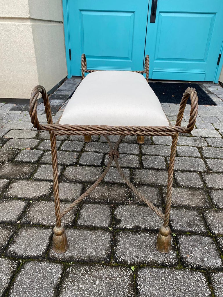 Mid-20th Century Gilt Metal Tassel Leg Bench For Sale at 1stDibs