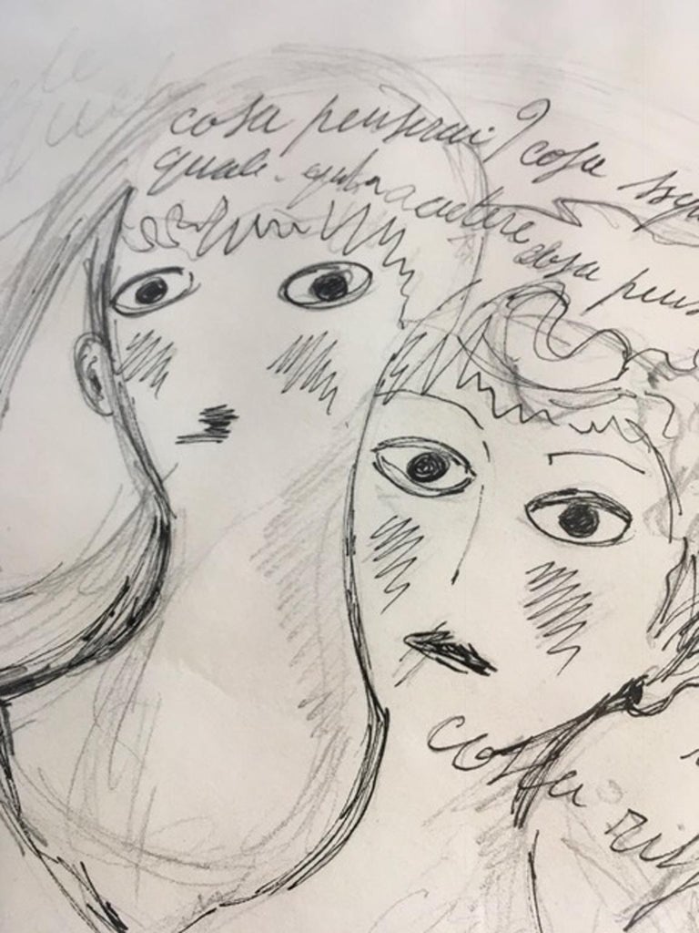 Mid-20th Century Gio Ponti Drawing in a Wood Black Frame, Italy, circa ...