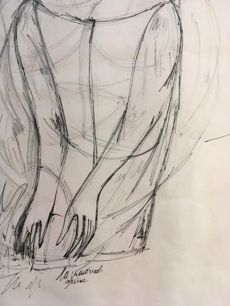 Mid-20th Century Gio Ponti Drawing in a Wood Black Frame, Italy, circa ...