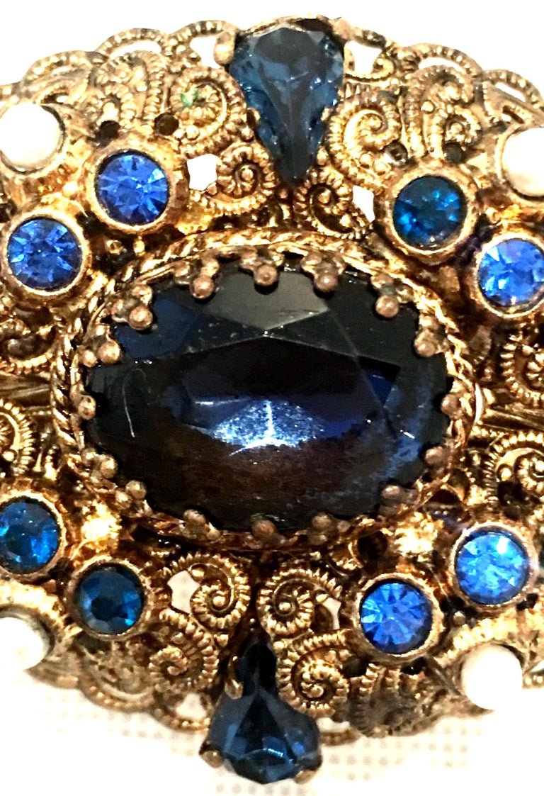 Mid-20th Century Gold and Austrian Crystal Dimensional Brooch-West ...