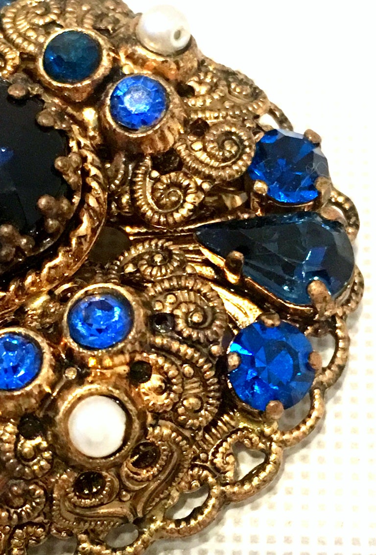 Mid-20th Century Gold and Austrian Crystal Dimensional Brooch-West ...