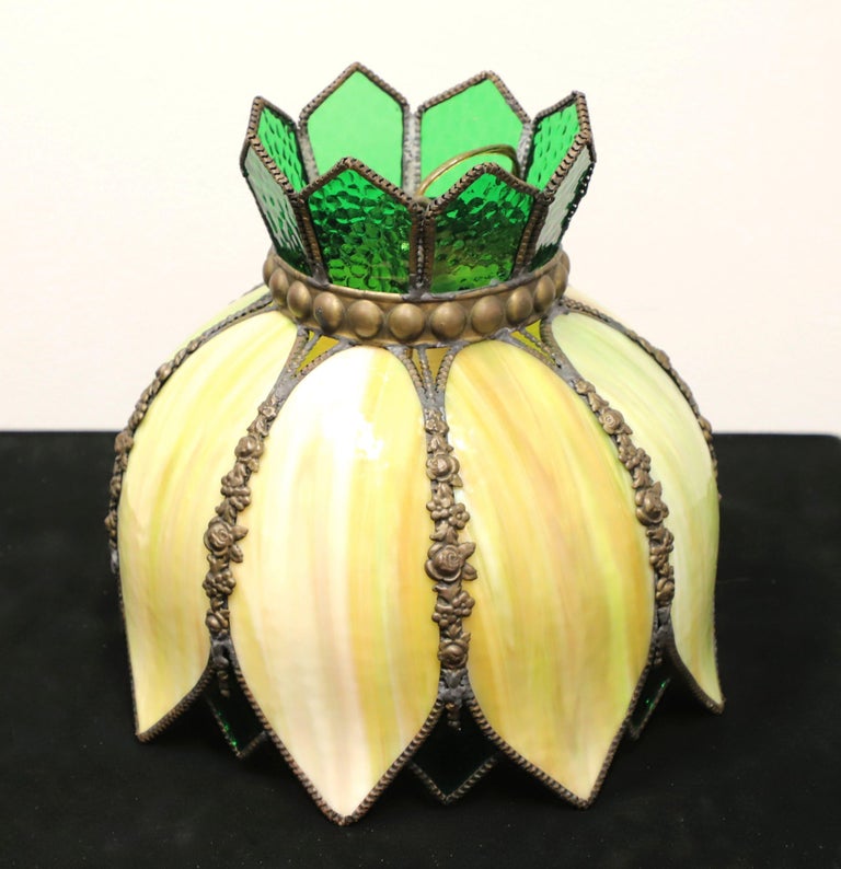 Mid 20th Century Green Tulip Slag Glass Pendant Light at 1stDibs