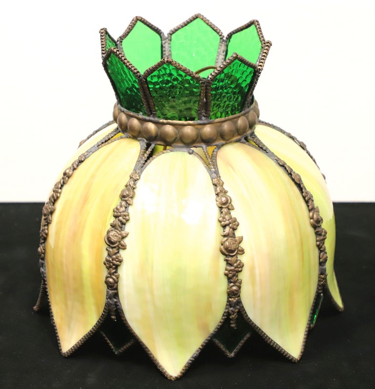 Mid 20th Century Green Tulip Slag Glass Pendant Light at 1stDibs