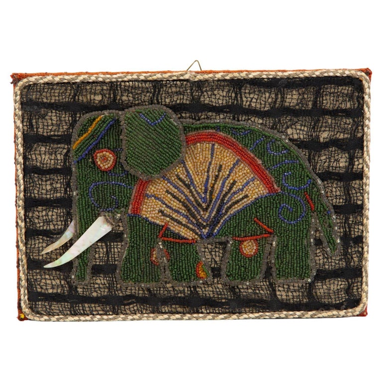 Mid 20th Century Hand Beaded Elephant Artwork at 1stDibs