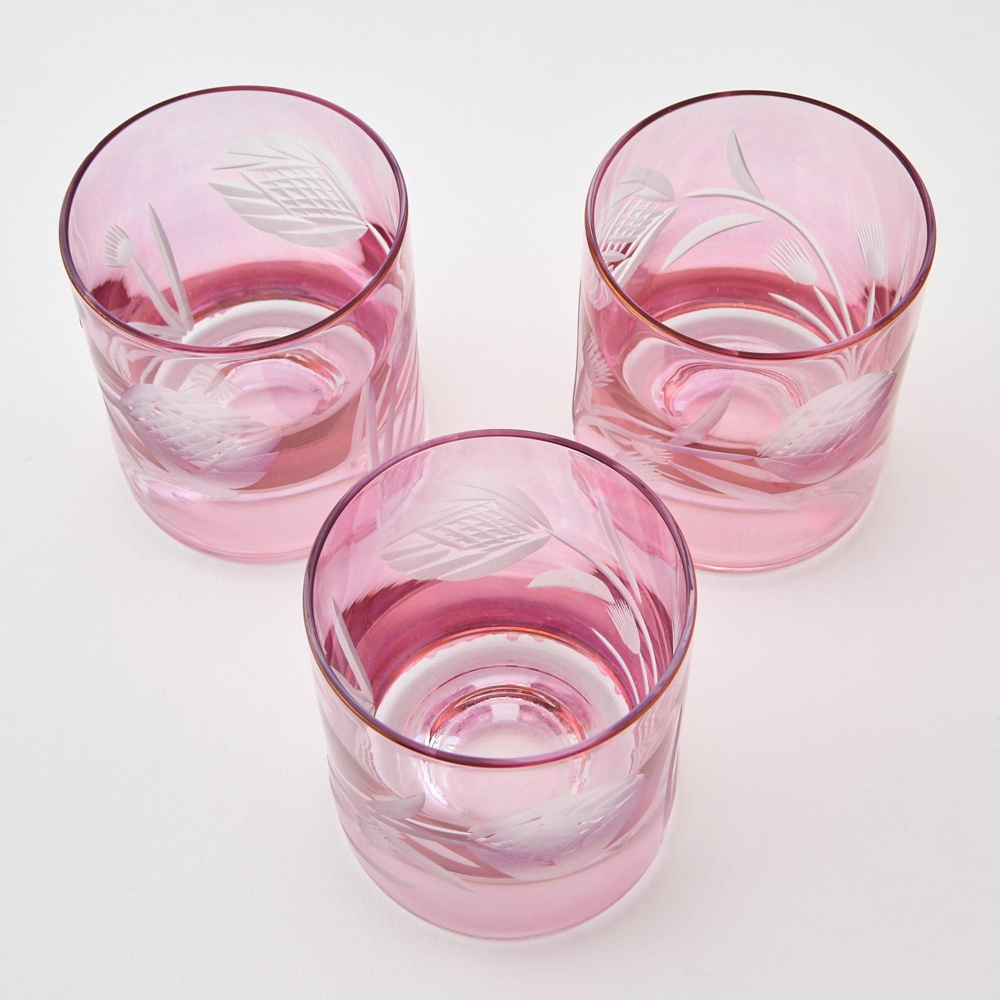 Mid 20th century Hand Etched Luster Glass Barware Service For Sale at ...