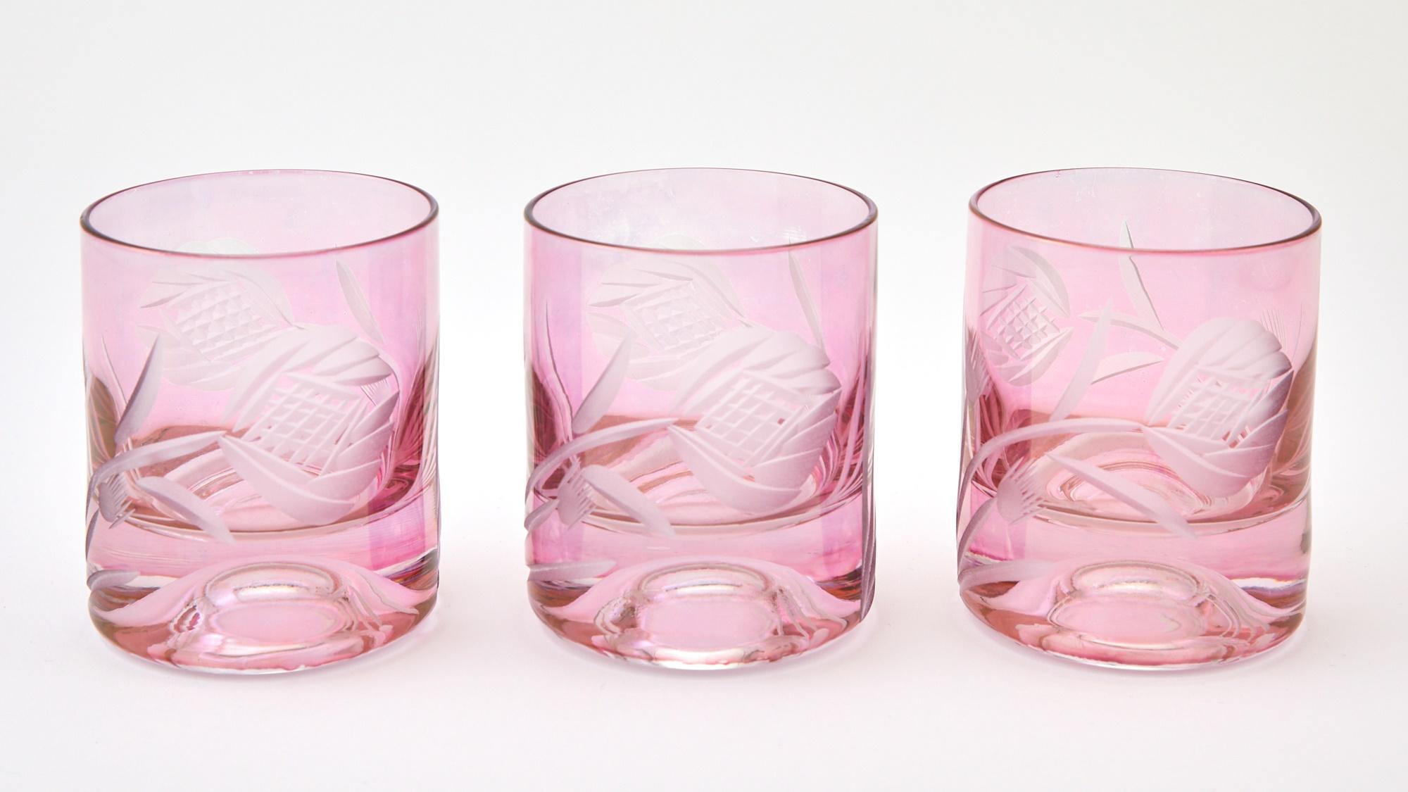 Mid 20th century Hand Etched Luster Glass Barware Service For Sale at ...