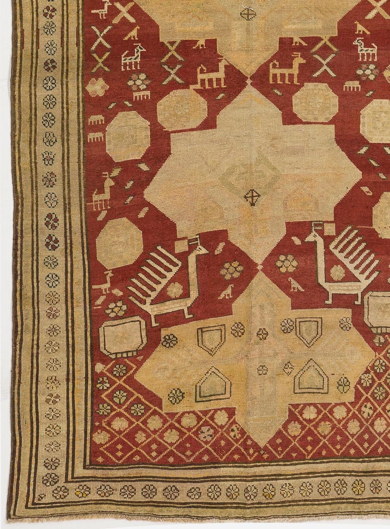 Mid-20th Century Hand Knotted Russian Rug Kazak Design For Sale at 1stDibs