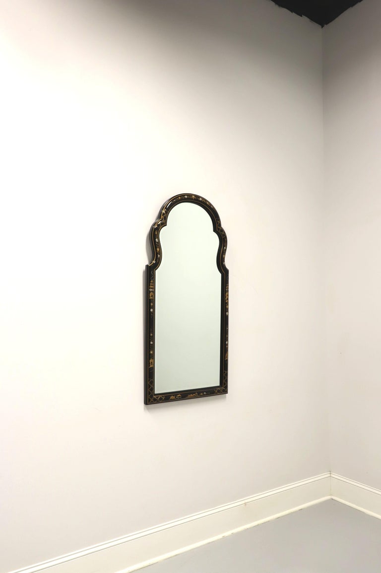 Mid-20th Century Hand Painted Black Lacquer Chinoiserie Beveled Wall ...