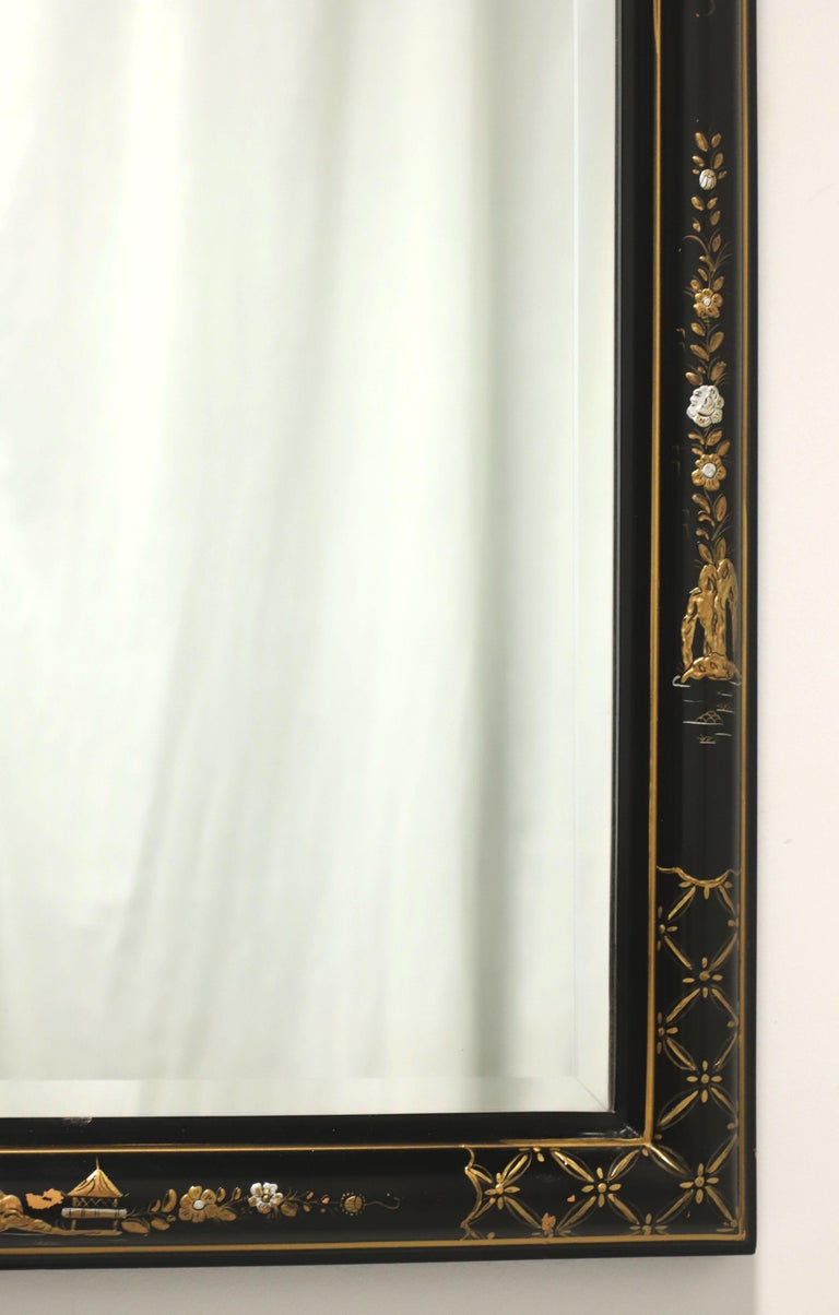 Mid-20th Century Hand Painted Black Lacquer Chinoiserie Beveled Wall ...