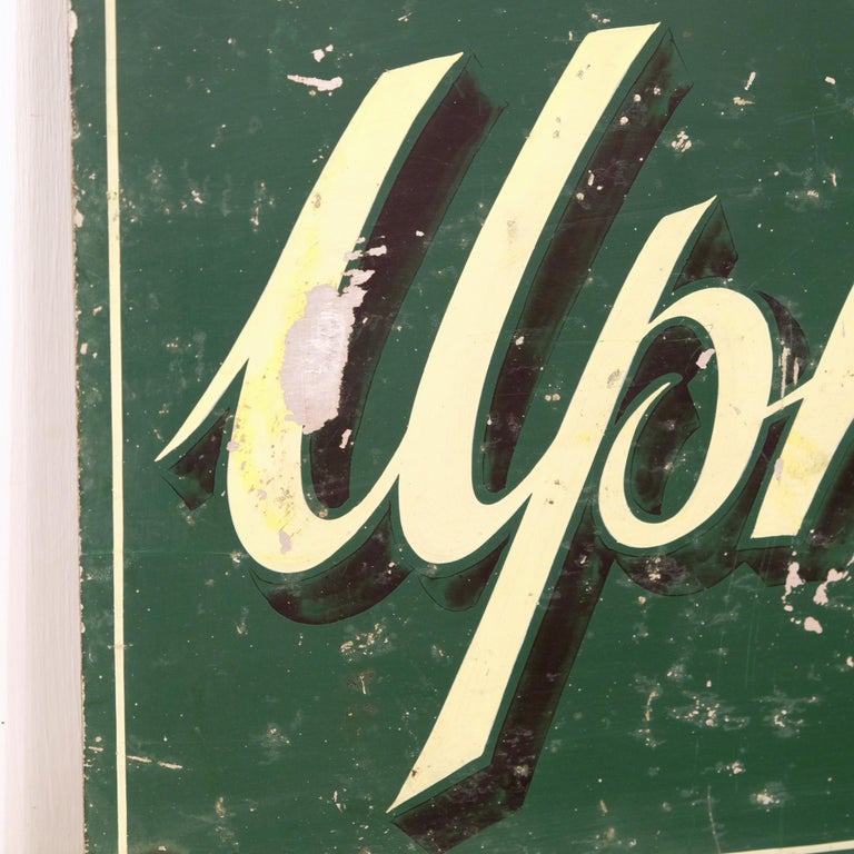 Mid-20th Century Hand Painted Metal Trade Sign, Cream on Green 'Moon ...