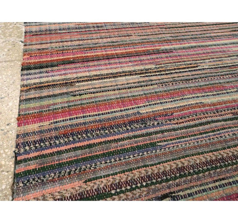 Mid-20th Century Handmade American Folk Rag Rug For Sale at 1stDibs