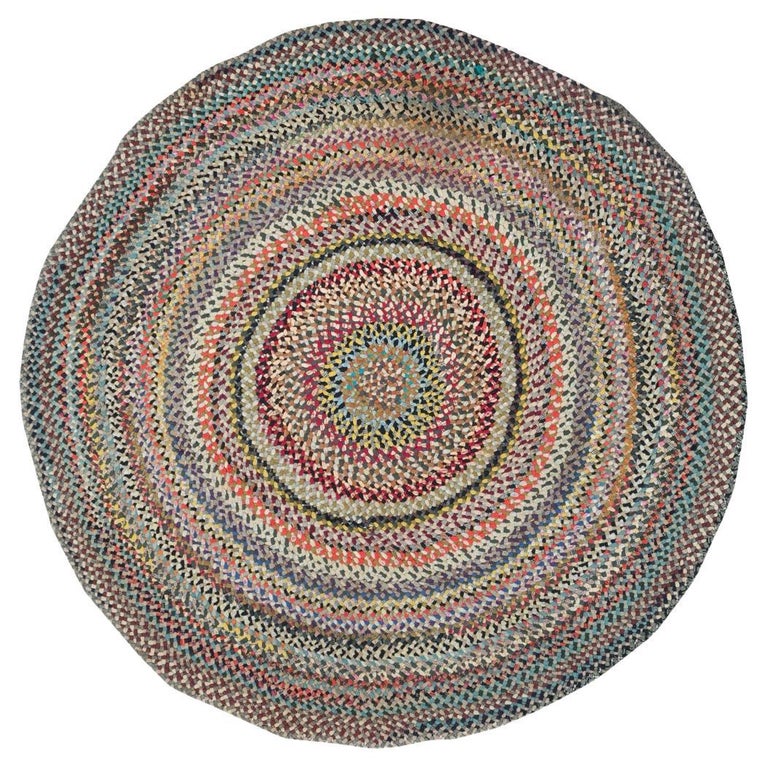 Mid-20th Century Handmade American Braided Round / Circular Accent ...
