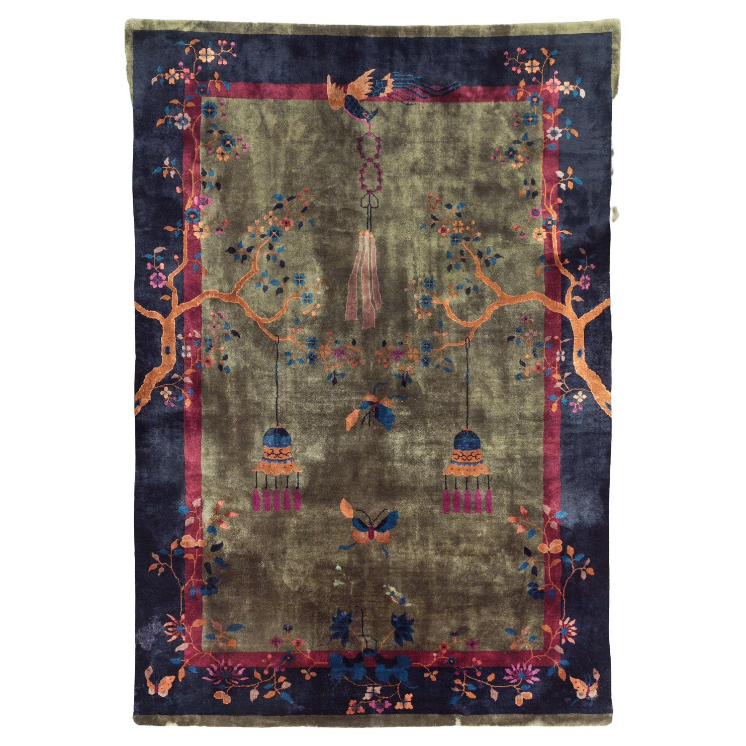 Mid-20th Century Handmade Chinese Art Deco Oval Room Size Accent Rug ...