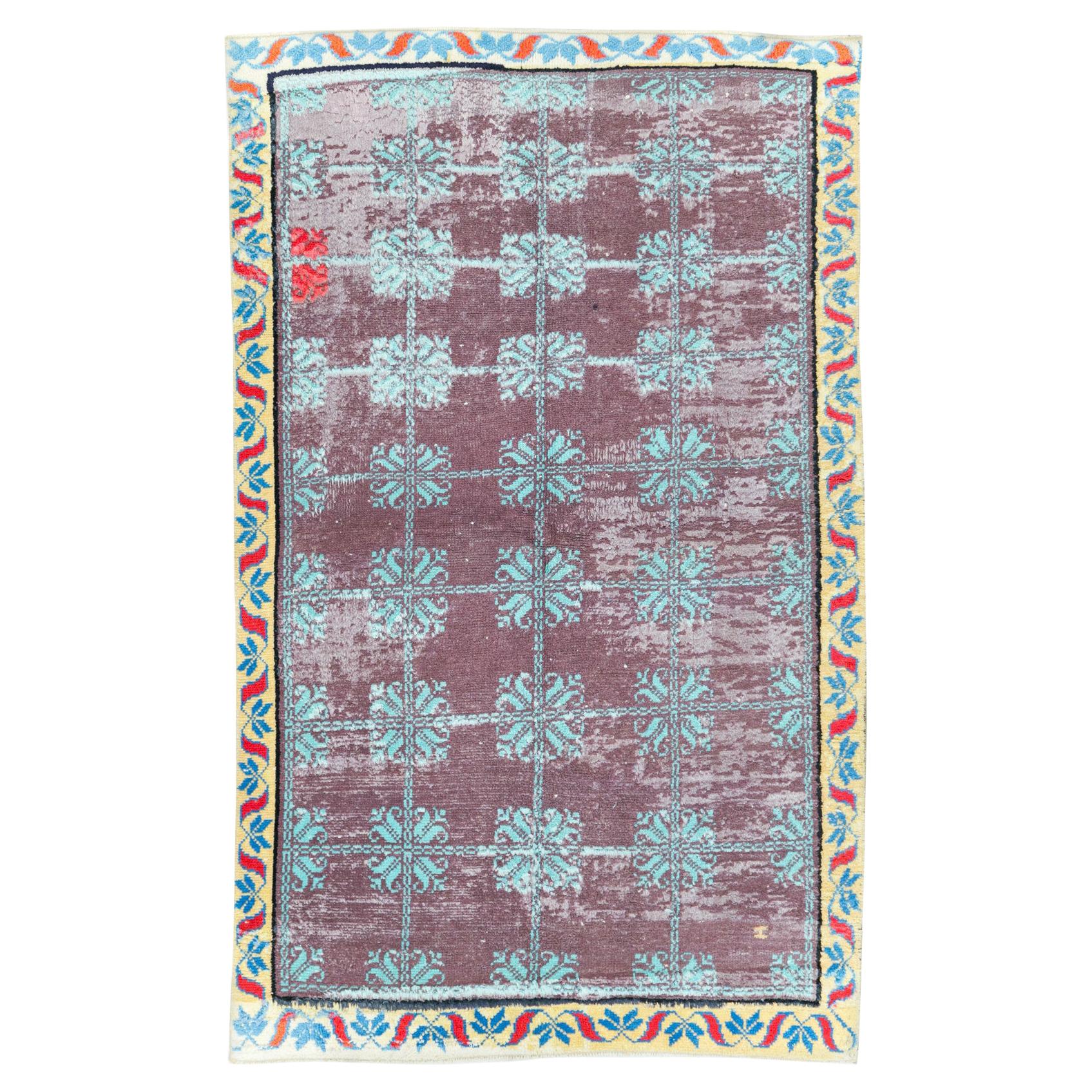 Mid-20th Century, Handmade Indian Cotton Agra Accent Rug For Sale at ...