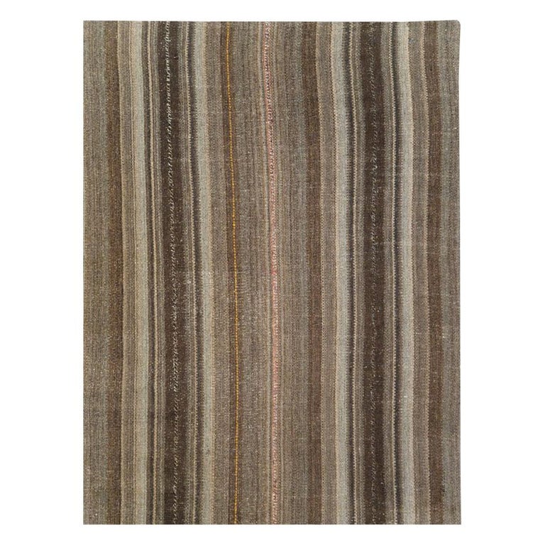 Mid-20th Century Handmade Persian Flatweave Kilim Small Square Room ...