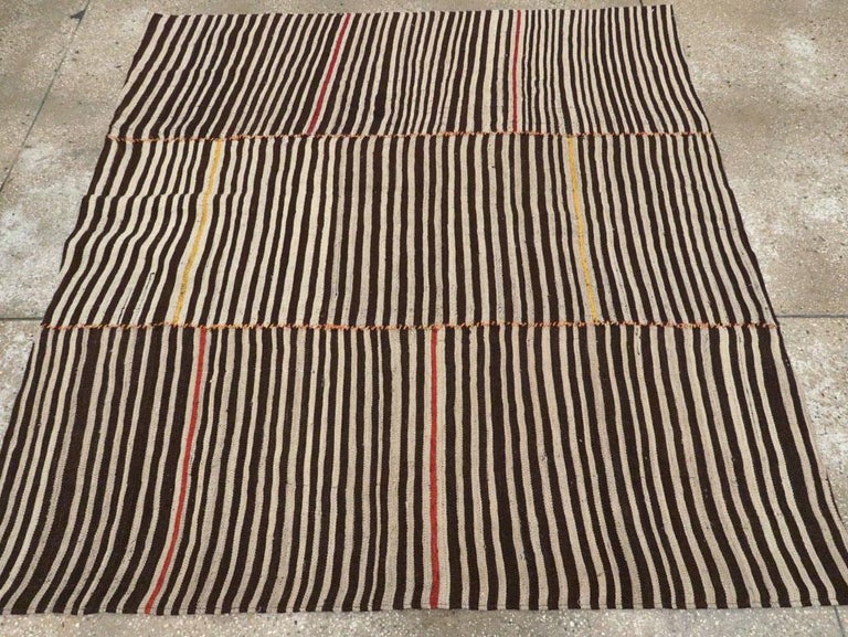 Mid-20th Century Handmade Persian Flatweave Kilim Zebra Print Square ...