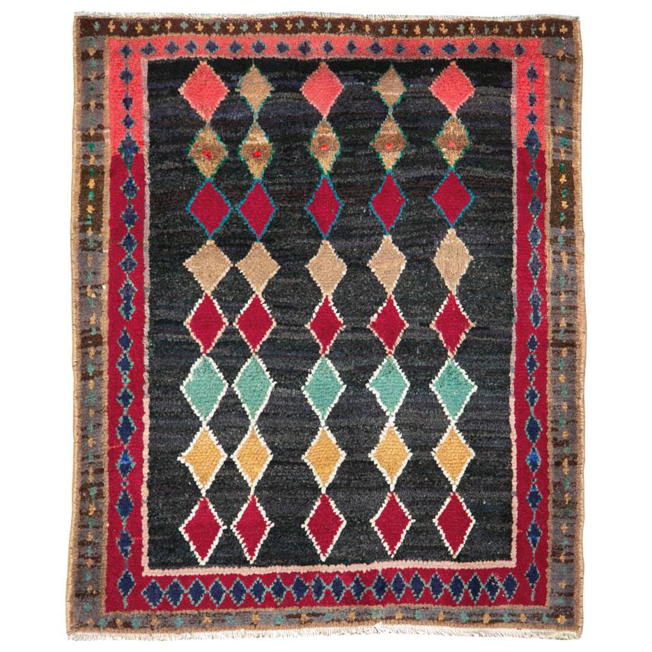 Mid-20th Century Handmade Persian Mahal Throw Rug For Sale at 1stDibs