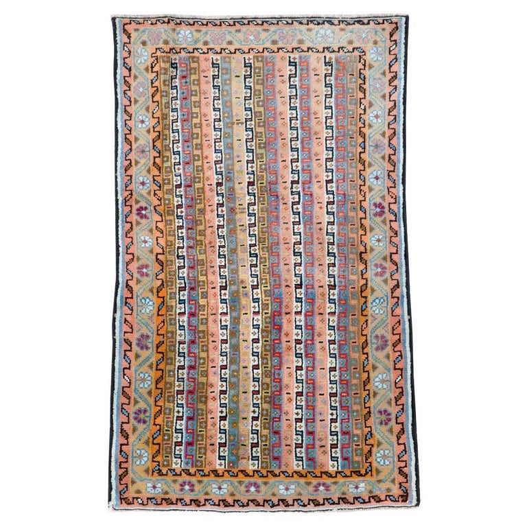Mid-20th Century Handmade Persian Mahal Throw Rug For Sale at 1stDibs