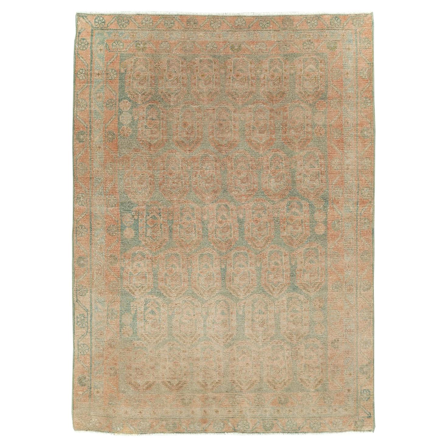 Earth Color Rust Green Blue Herati Wool Oriental Persian Throw Rug For ...